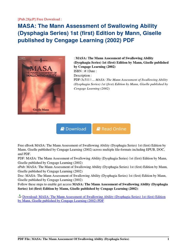 MASA: The Mann Assessment of Swallowing Ability (Dysphagia Series) 1st ...