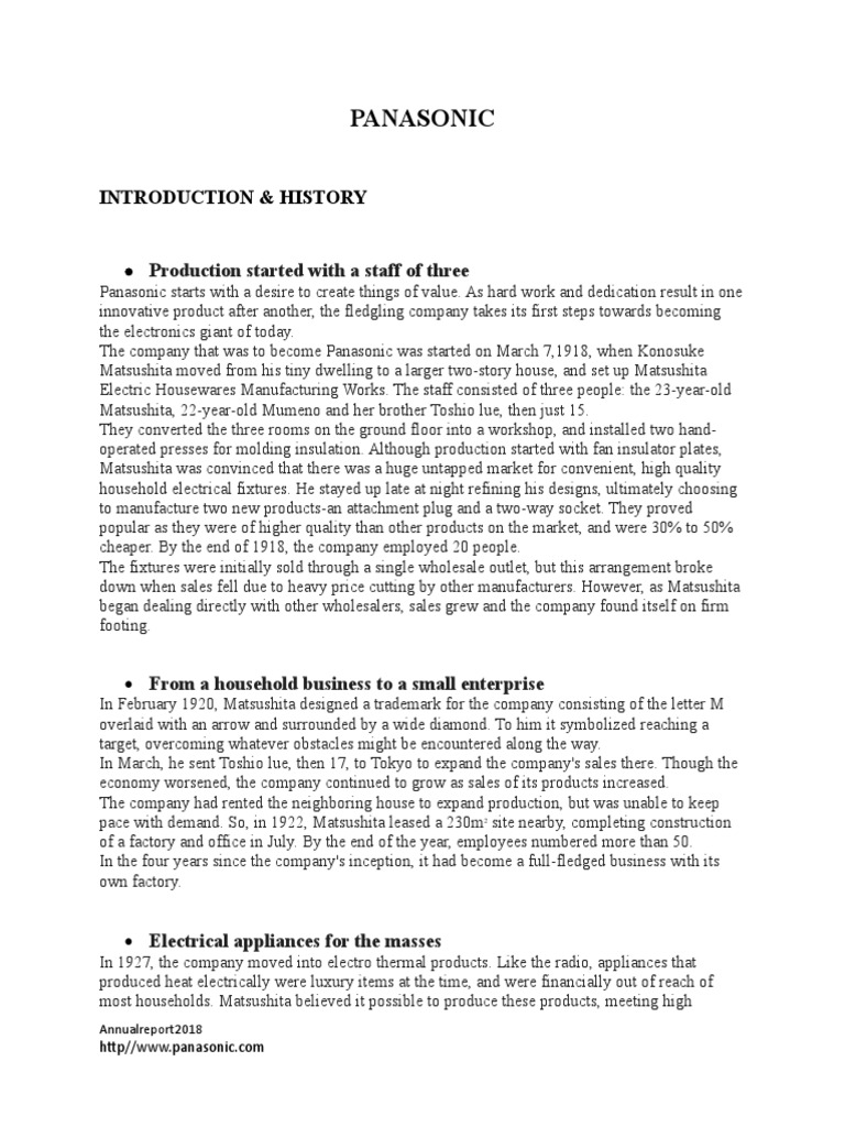 Panasonic Mission Criterion | PDF | Innovation | Exports