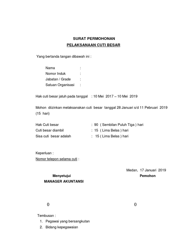Permohonan Cuti Besar 2019 | PDF