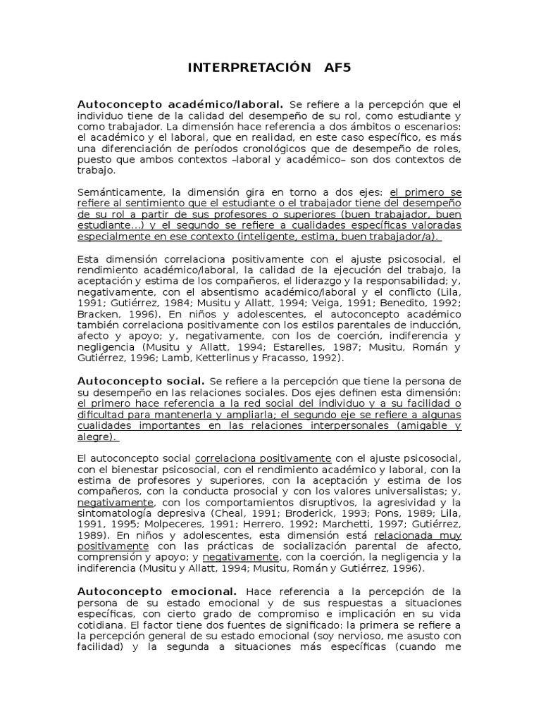 AF5 Interpretacion PDF | PDF | Las emociones | Comportamiento