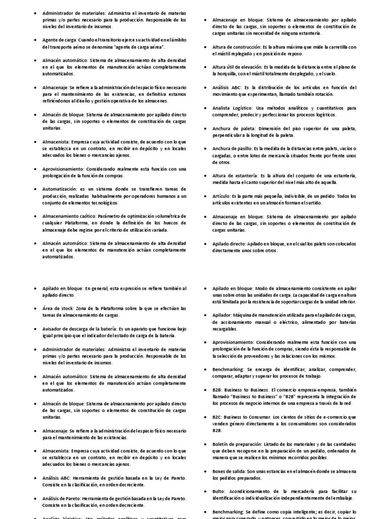 Glosario de Términos Logísticos | PDF | Logística | Almacén