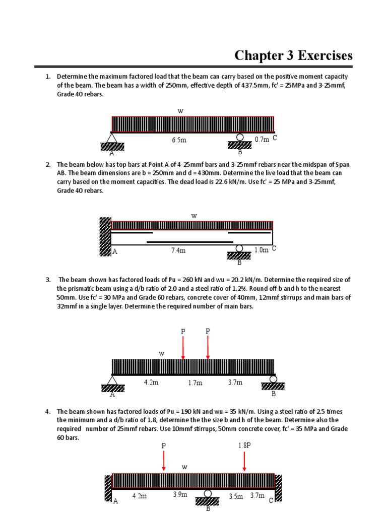 Chapter 3 Exercises | PDF | Beam (Structure) | Civil Engineering