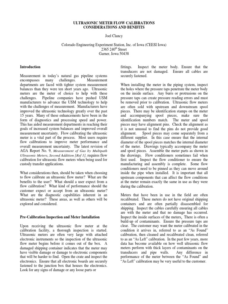 060 USM Spool | Download Free PDF | Calibration | Flow Measurement