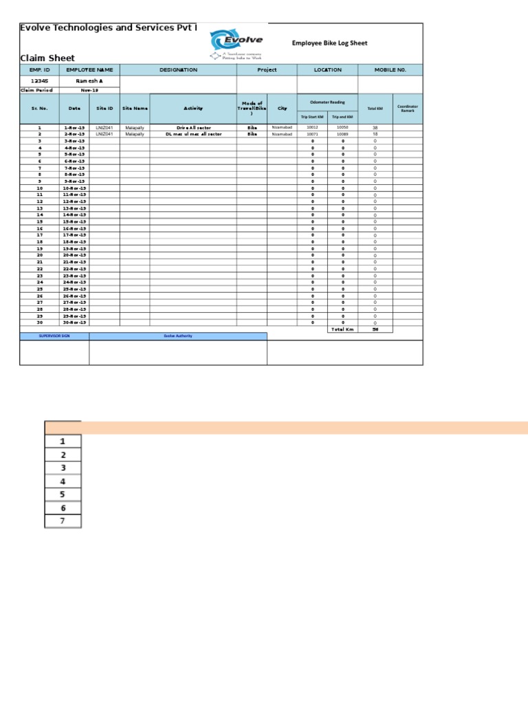 Claim Sheet Format | PDF | Transport | Business