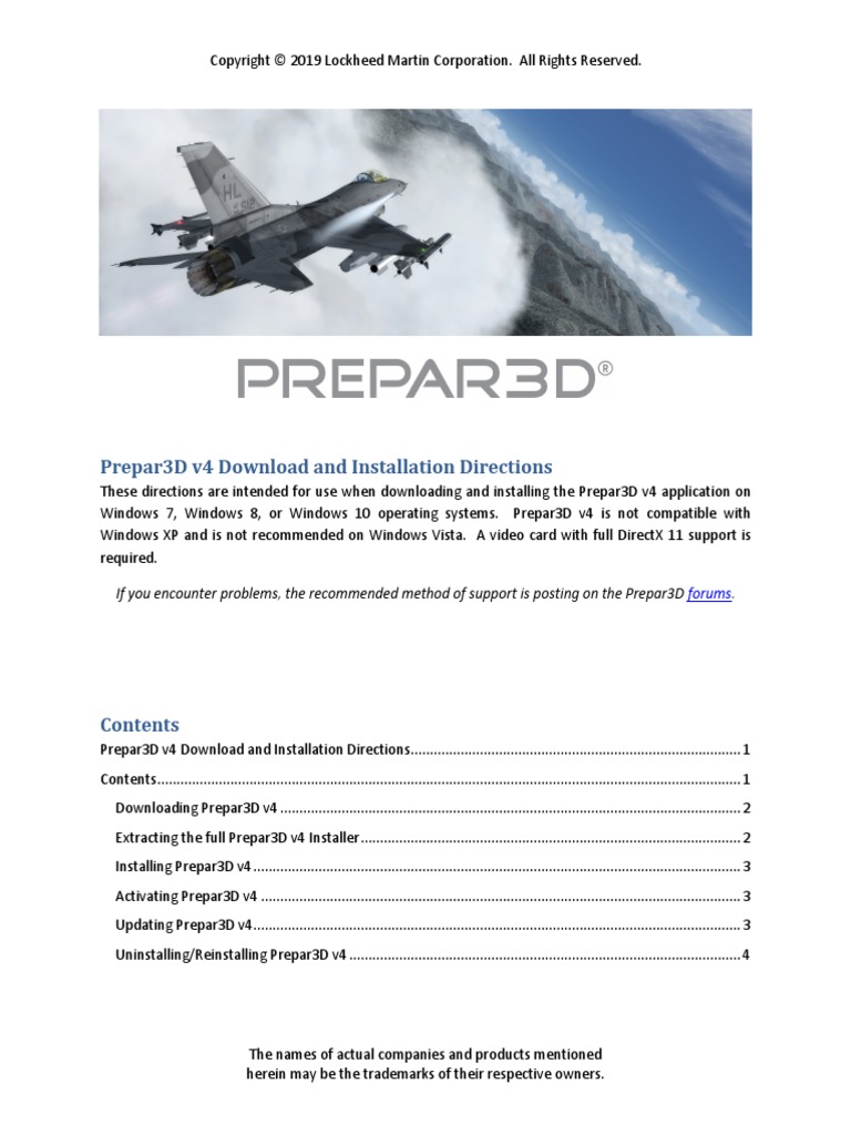 Prepar3D Download and Install Instructions v4 | PDF | Installation ...