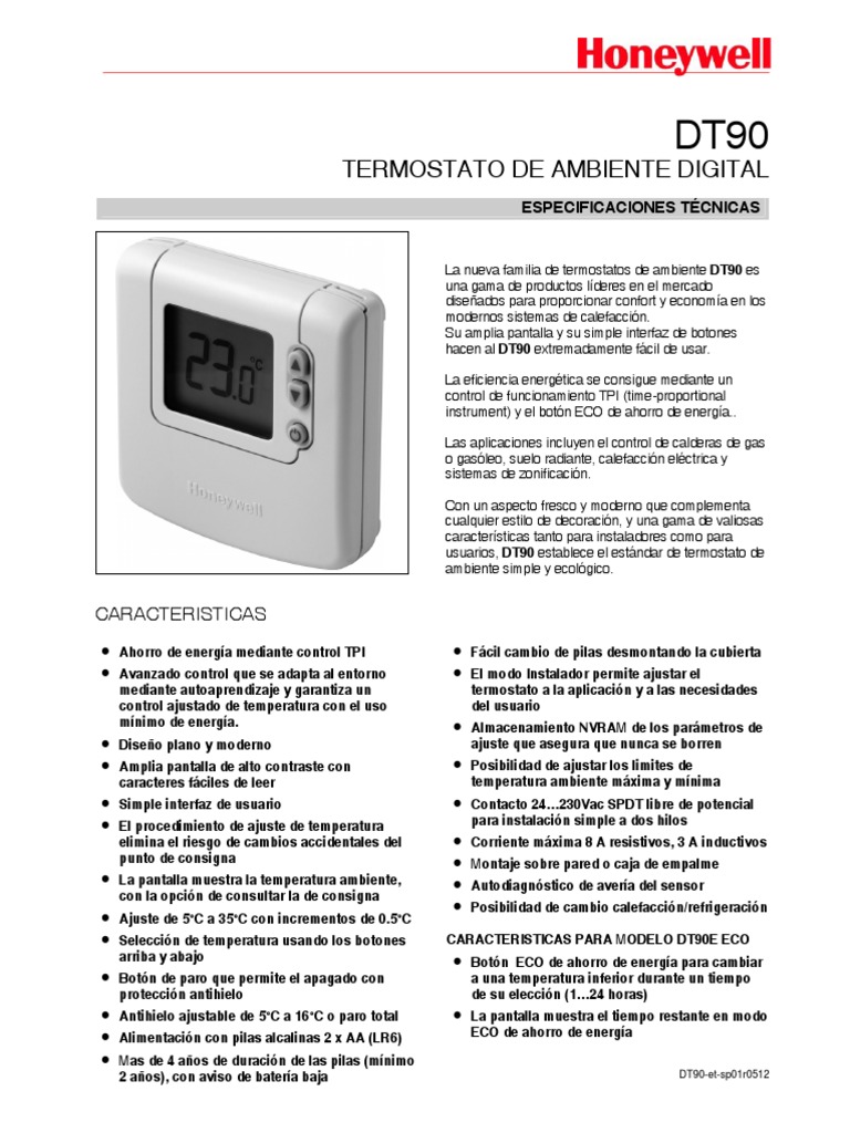 Honeywell Termostato Ambiente Digital Dt90 | Caldera | Uso eficiente de ...