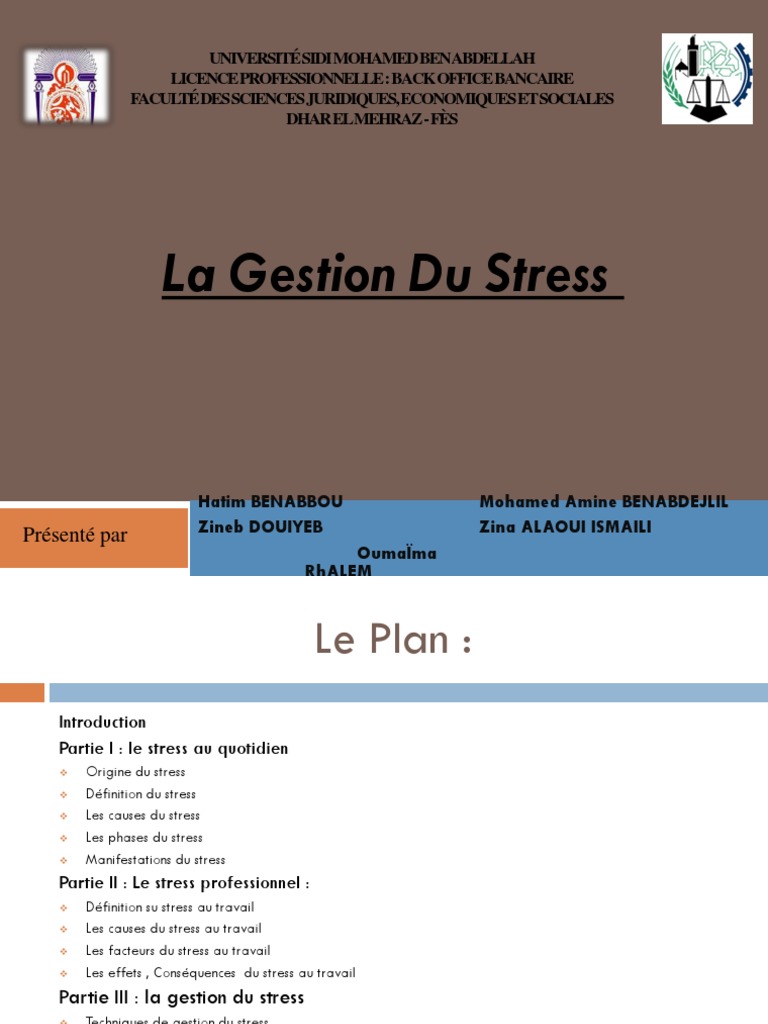 Diapositif Gestion Du Stress | PDF | Stress (Biologie) | Sciences comportementales