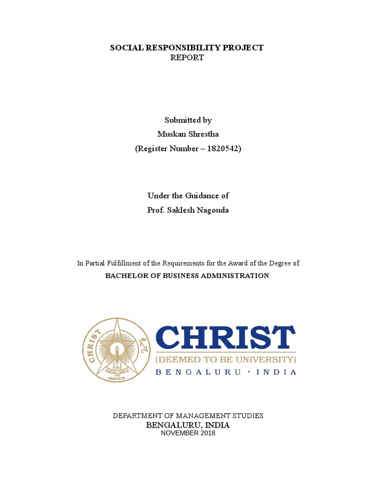 SRP Project Report Format | PDF | Corporate Social Responsibility | Non ...