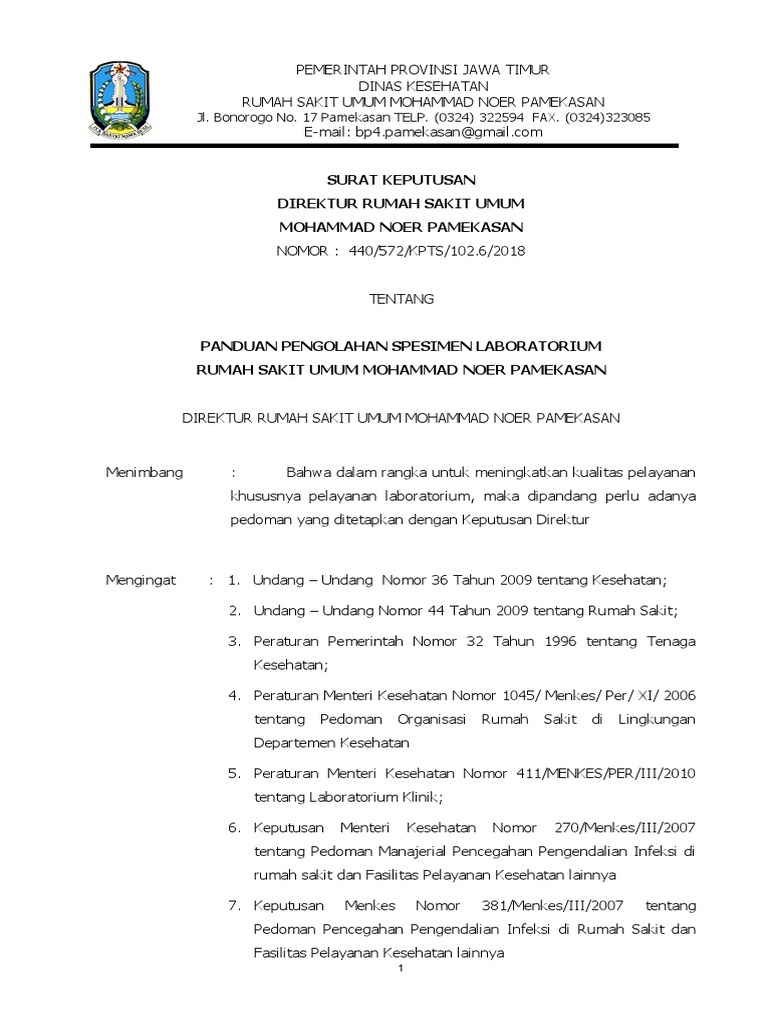 Panduan Pengolahan Spesimen Lab | PDF