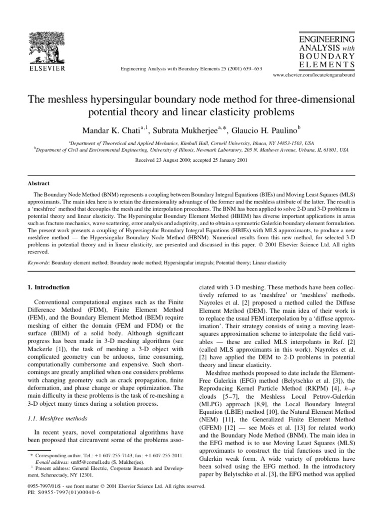The Meshless Hypersingular Boundary Node Pdf Boundary Element Method Finite Element Method 4790