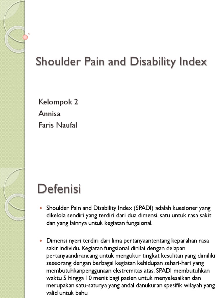 Shoulder Pain and Disability Index | PDF | Pengembangan Diri