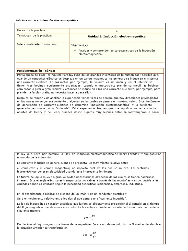 Práctica No 3 Electro | PDF | Inductor | Generador eléctrico