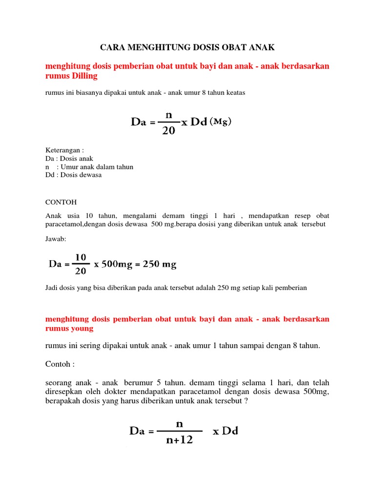 Cara Menghitung Dosis Obat Anak | PDF | Pengembangan Diri | Kesehatan Holistik