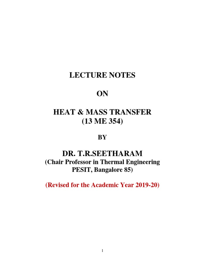 Lecture Notes On Heat and Mass Transfer | PDF | Heat Transfer | Thermal ...