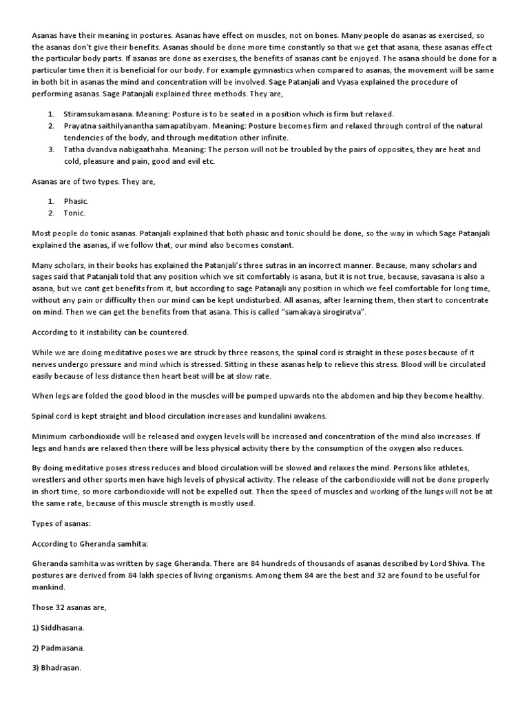 Scientific View Asanas | PDF | Asana | Yoga Sutras Of Patanjali