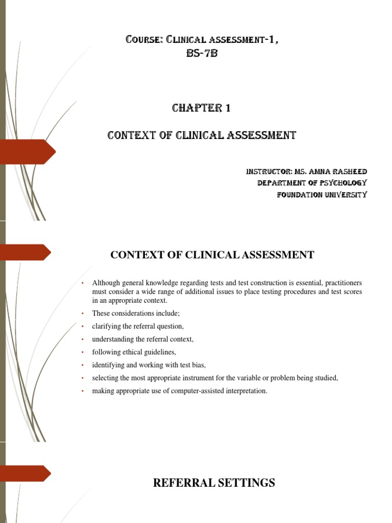 Clinical Assessment Introduction Lecture | PDF | Psychological ...