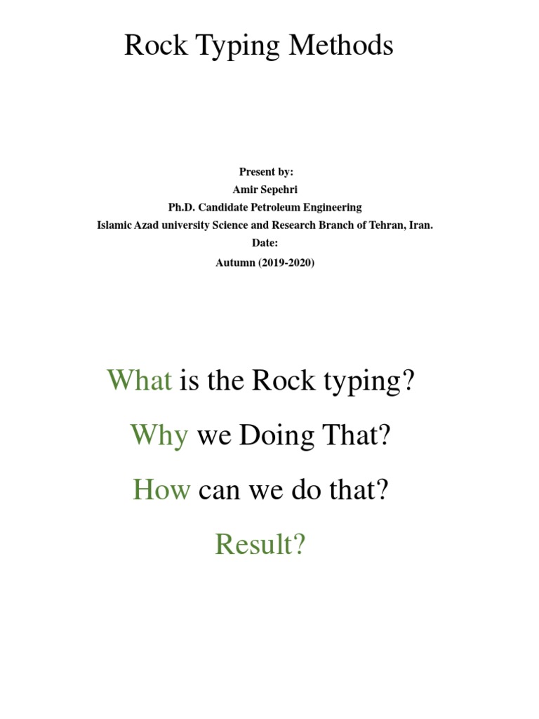 Rock Typing Methods - Ers | PDF | Petroleum Reservoir | Hydrocarbon ...