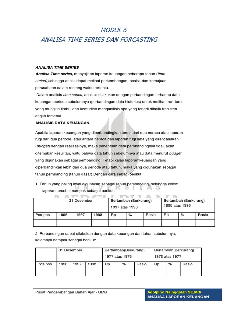 Modul - 6 Analisis Time Series Dan Forcasting | PDF