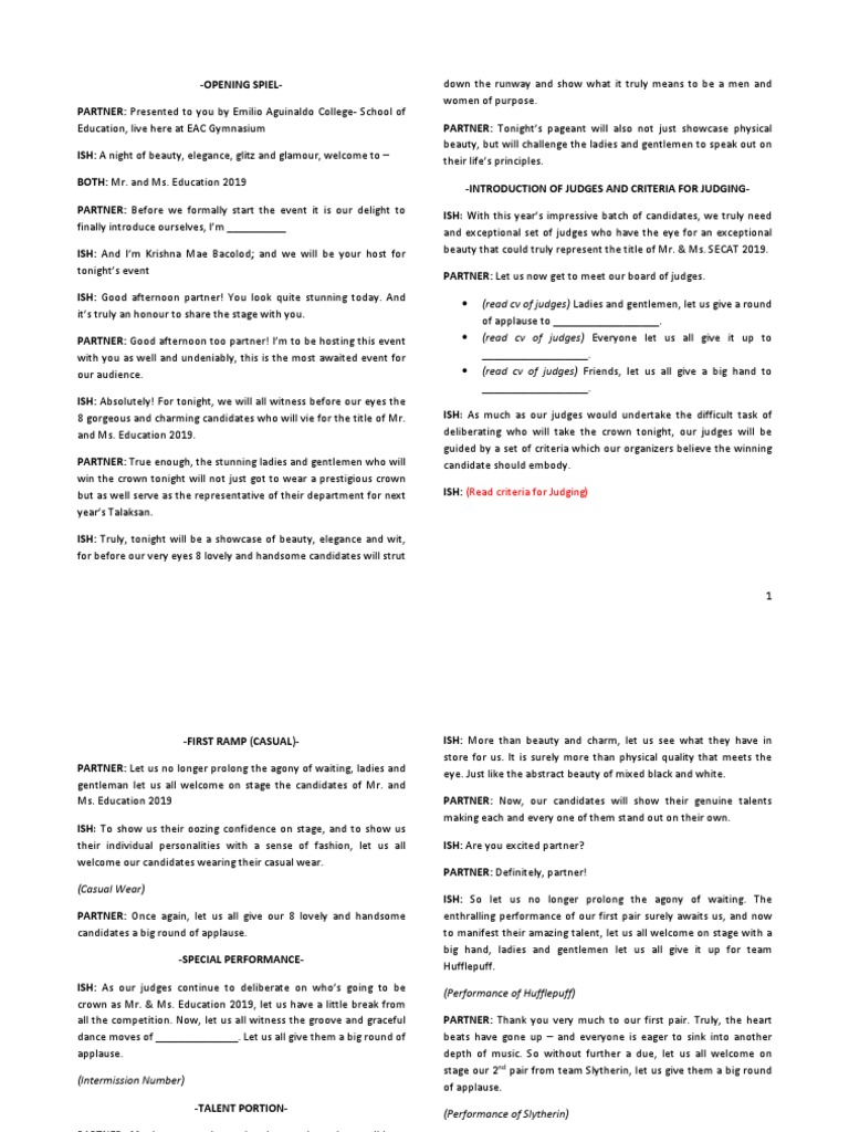 Pageant Script Host | PDF