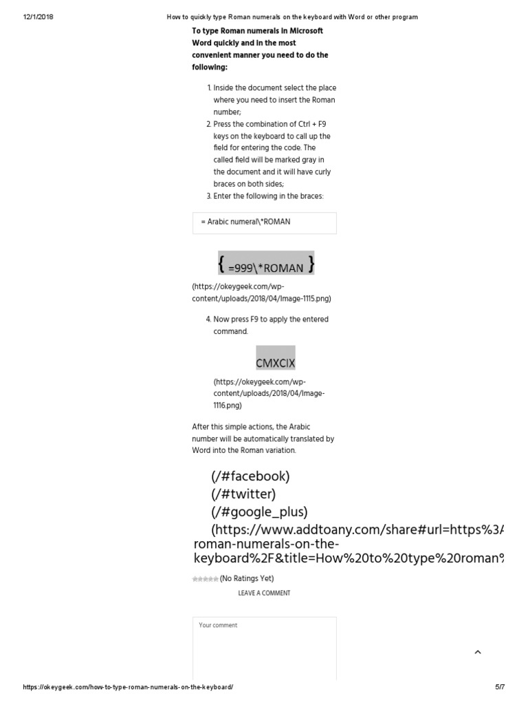 How To Quickly Type Roman Numerals On The Keyboard With Word or Other ...