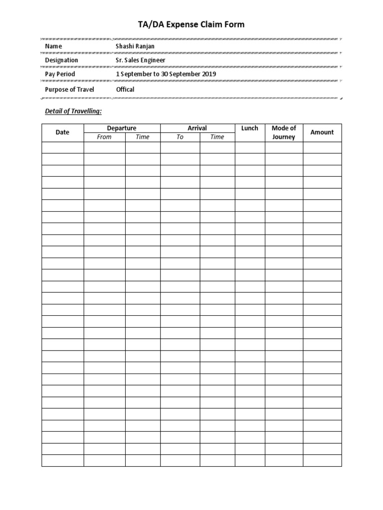 TADA Claim Form (New) | PDF
