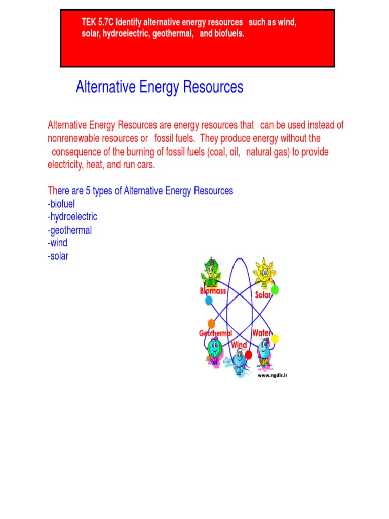 5.7C Alternative Energy Resources | PDF | Biodiesel | Hydroelectricity