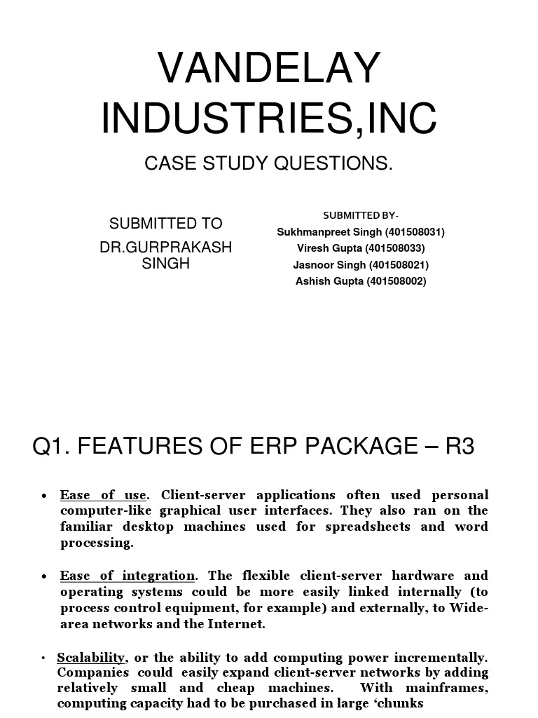 Group5 - Vandelay Case Study | PDF | Enterprise Resource Planning | Client–Server Model