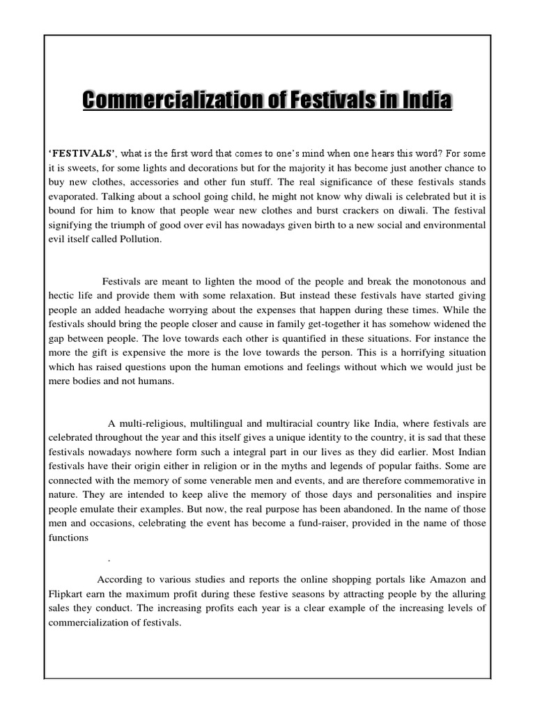 Impact of Commercialization on Indian Festivals | PDF | Religion And Belief