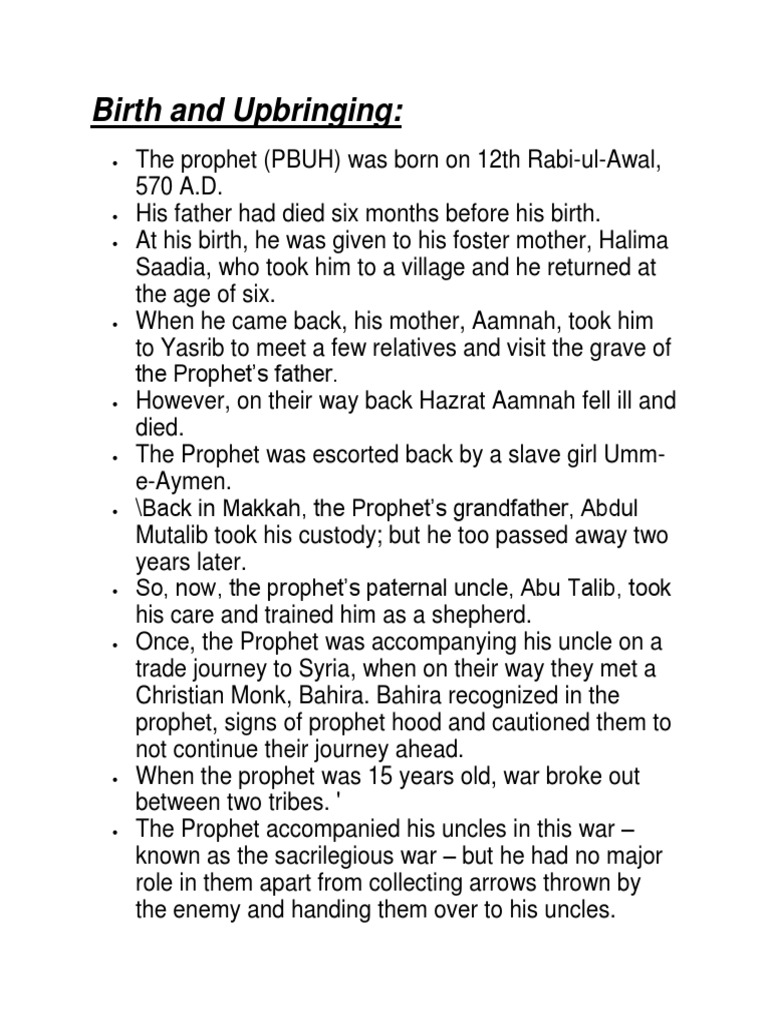The Early Life and Struggles of the Prophet Muhammad (PBUH): His ...