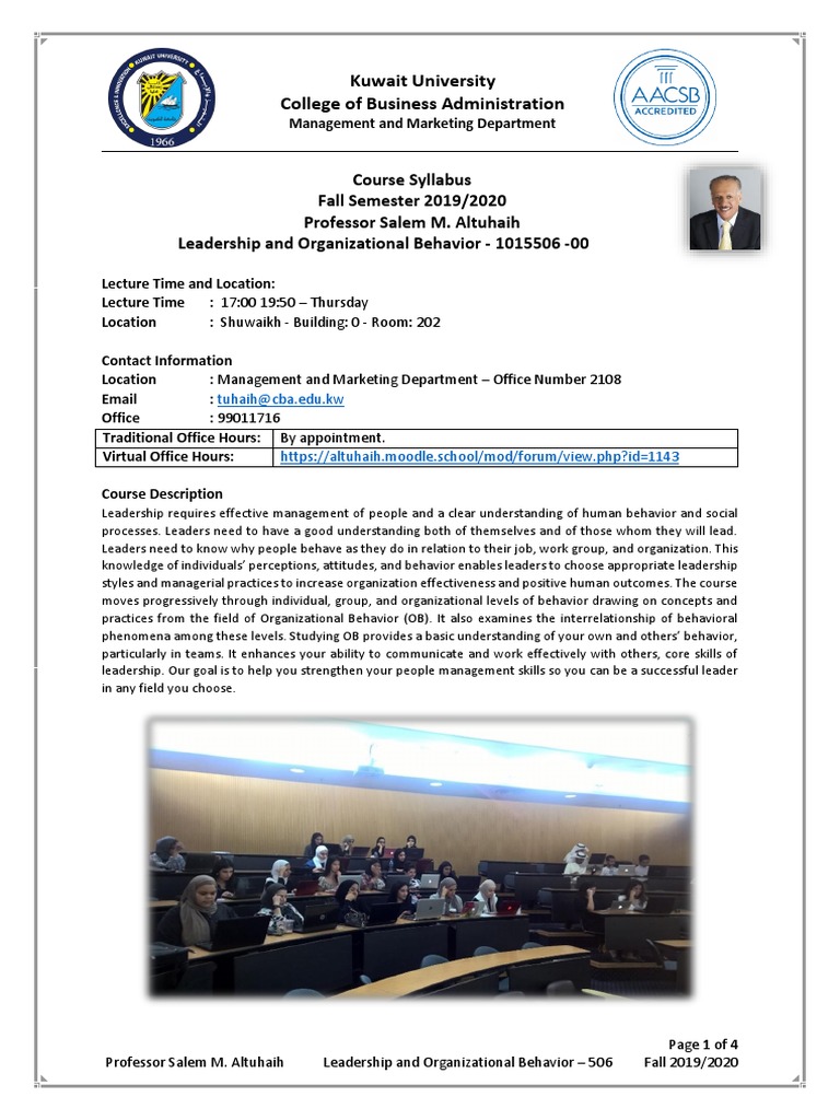 LOB Course Syllabus | PDF | Leadership | Organizational Behavior