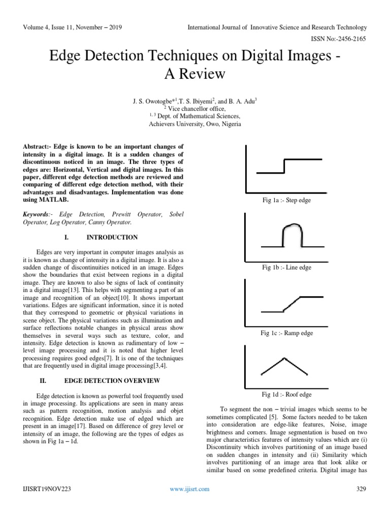 Edge Detection Techniques On Digital Images - A Review | PDF | Emerging ...