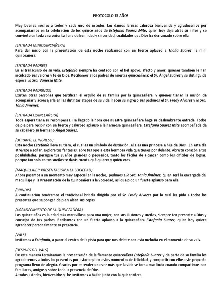 Protocolo 15 Años | PDF