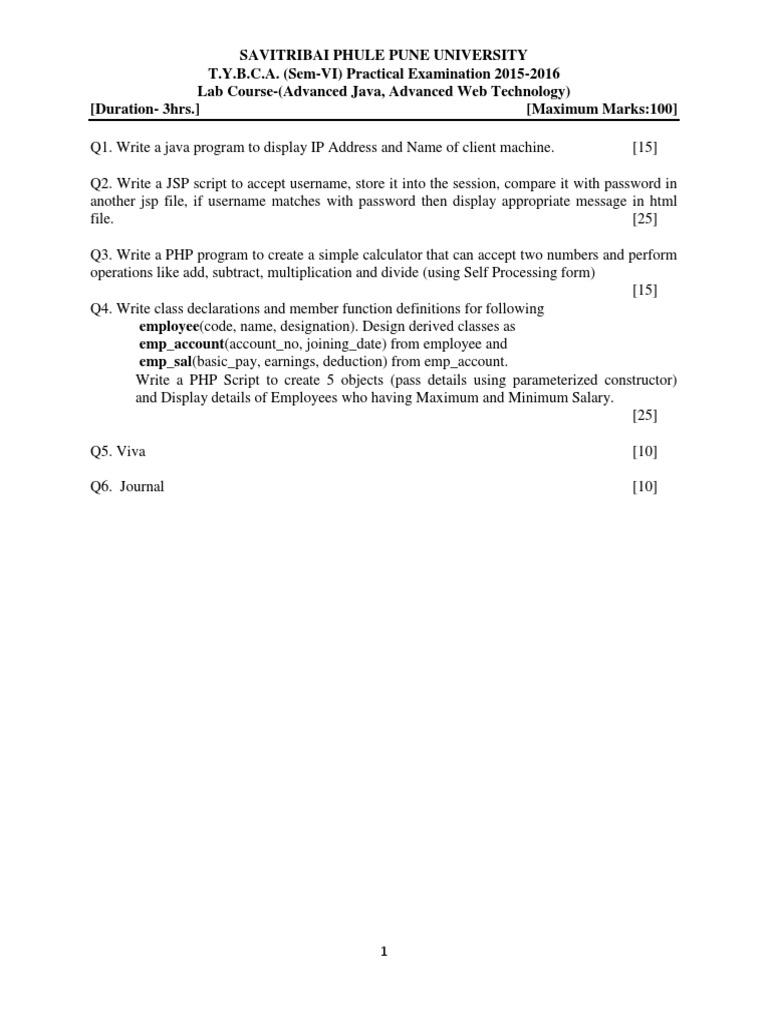 Final - TYBCA Practical Slips 2015-16 PDF | PDF | Java Servlet | Java ...