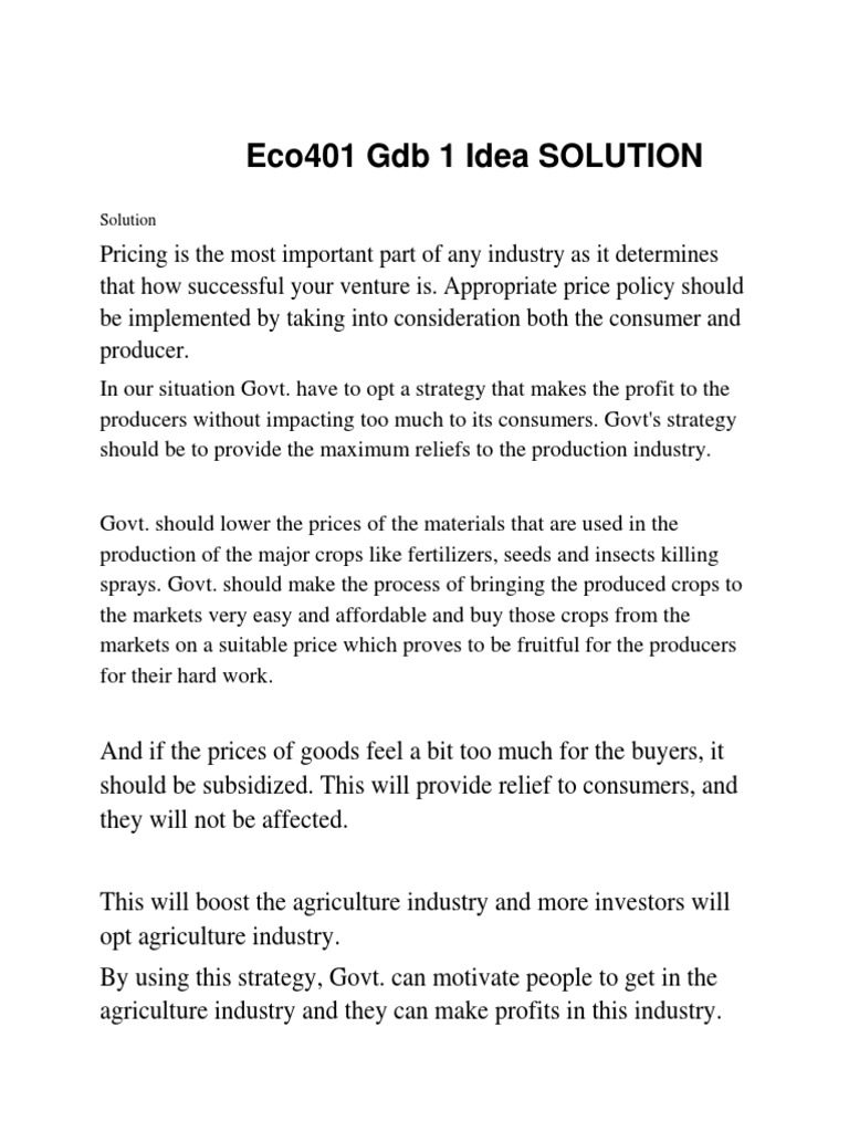 Eco401 GDB 1 Idea Solution | PDF