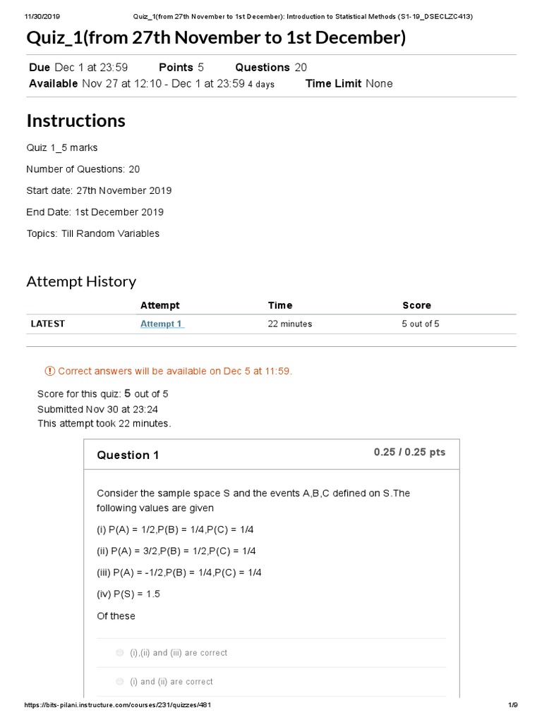 Stats - Quiz - 1 | PDF | Median | Mode (Statistics)