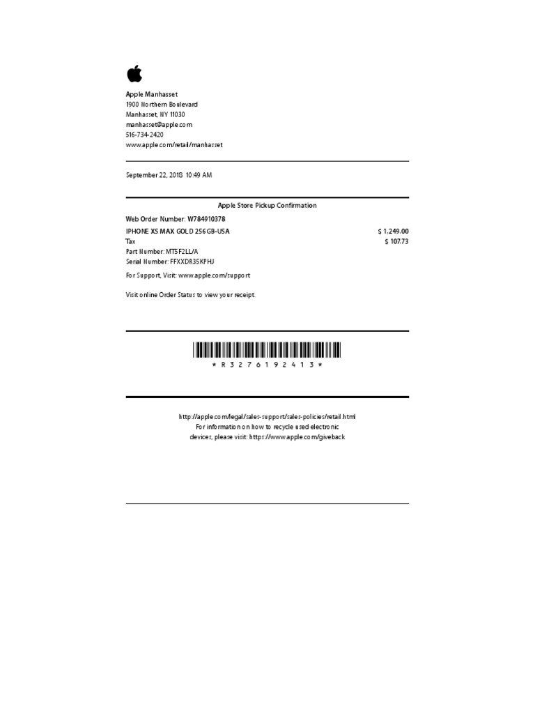 Apple Store Pickup Confirmation | PDF | Business