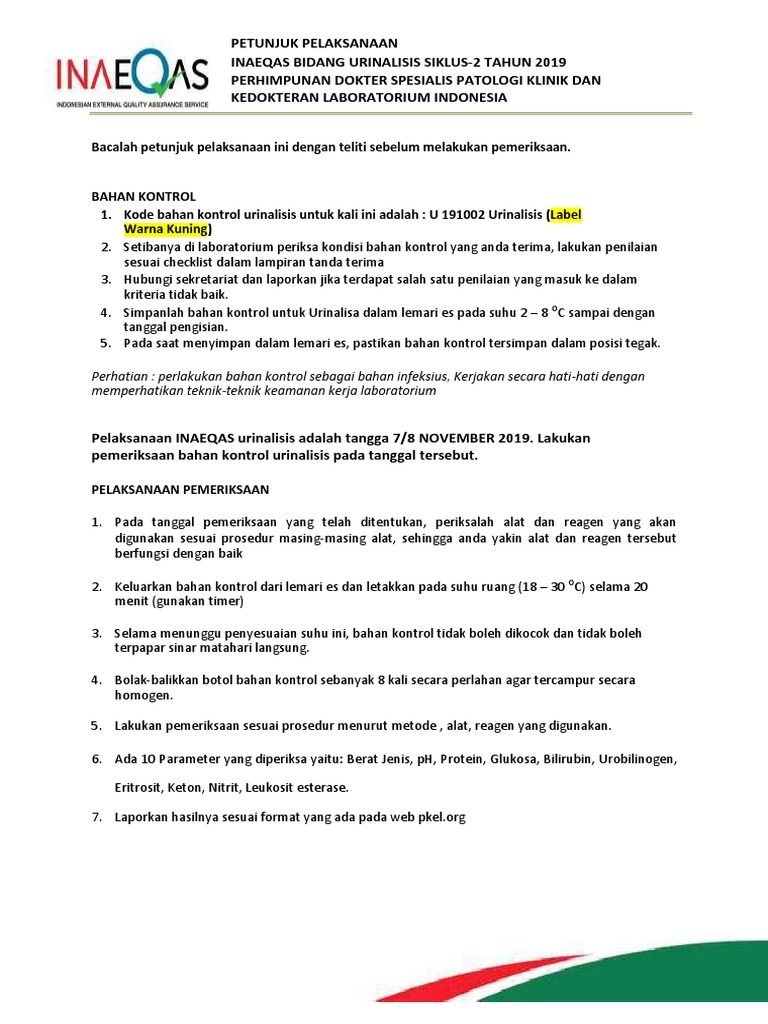 Petunjuk Pelaksanaan Urinalisa-1 PDF | PDF