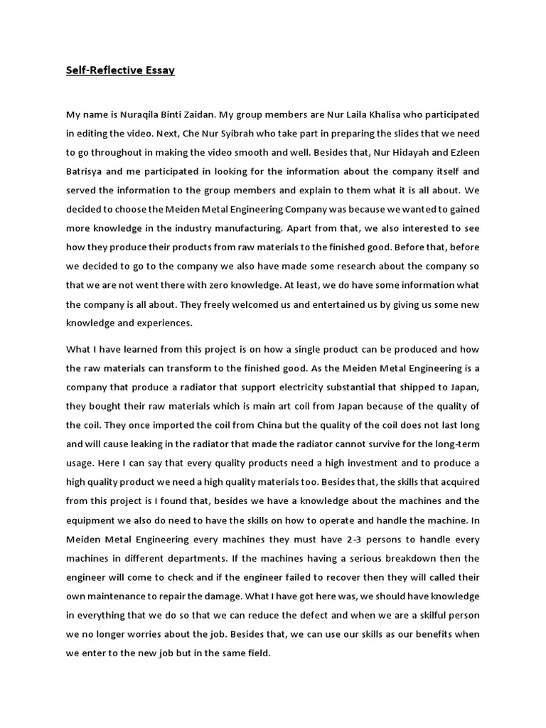 Opm Self Reflective Essay | PDF | Learning | Cognition