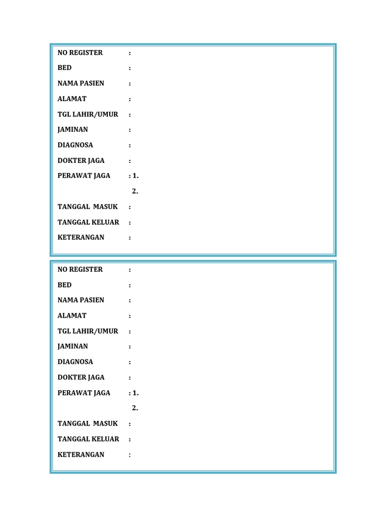 Biodata Pasien Rawat Inap | PDF