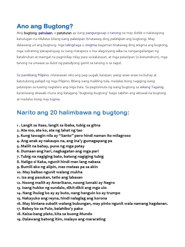 Ano Ang Bugtong | PDF