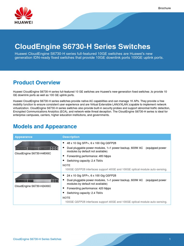 CloudEngine S6730-H Series Switches Brochure | PDF | Network Switch | Computer Network