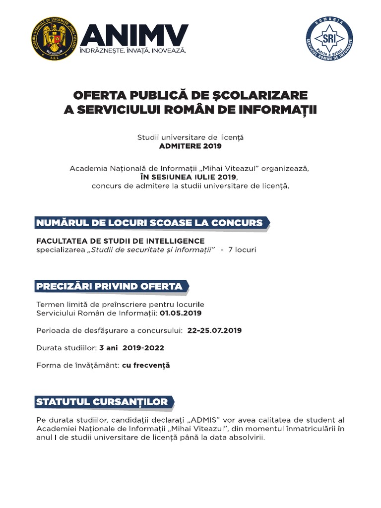 Oferta Publica Licenta ANIMV SRI 2019 2020 PDF | PDF
