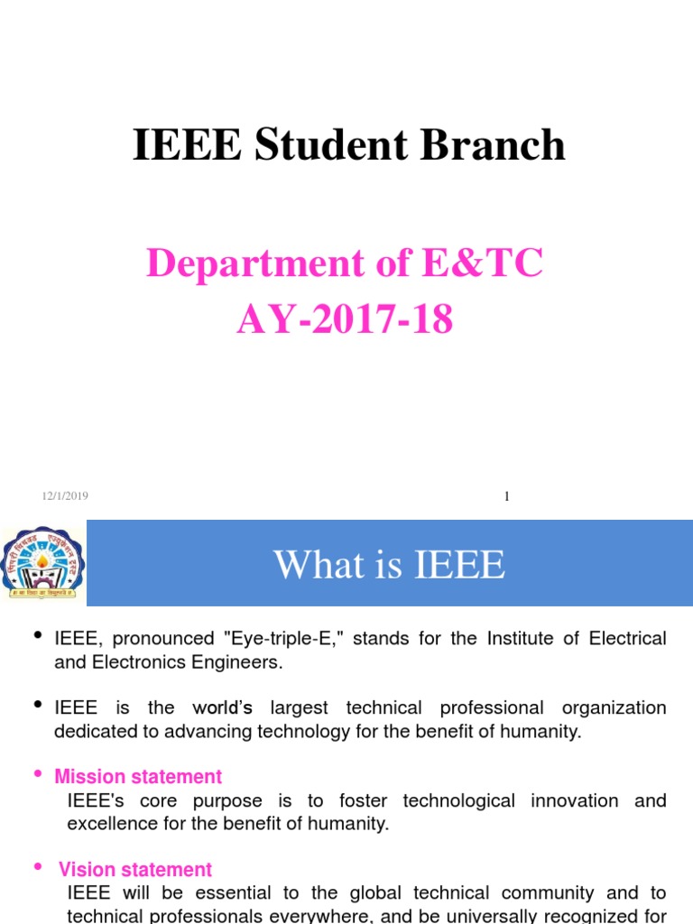 Overview of IEEE Student Branch Activities | PDF | Institute Of ...