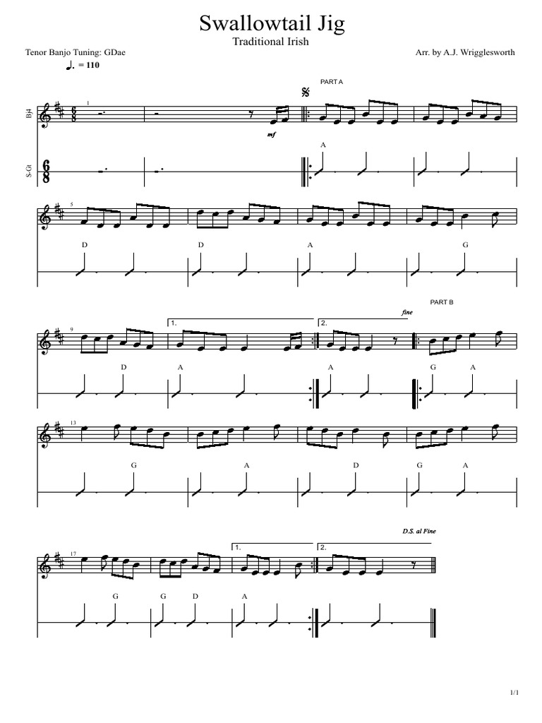Swallowtail Jig Tenor Banjo | PDF