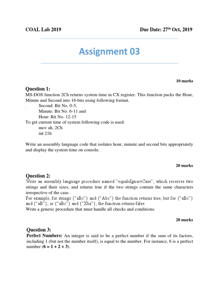 Assignment 3 | PDF | Subroutine | Assembly Language