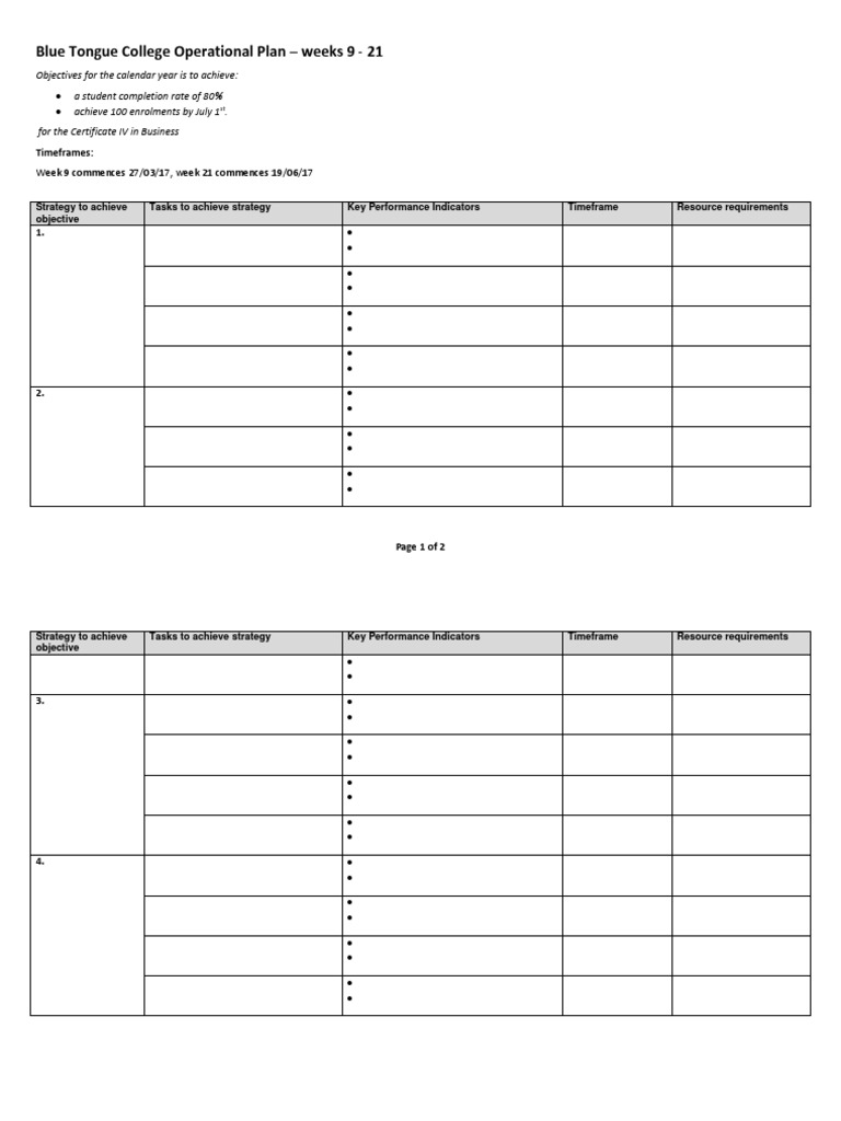 Operational Plan Template | PDF