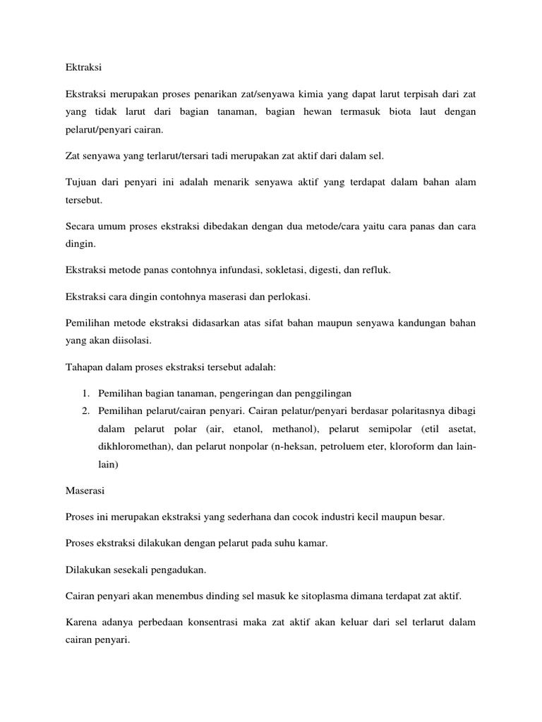 Metode Ektraksi | PDF | Griya & Taman | Kesehatan Holistik