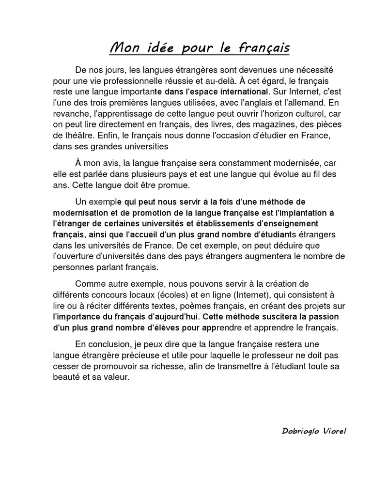 Importance et promotion du français | PDF