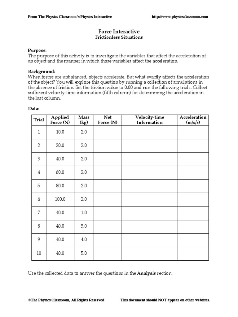 Lab Force Interactive PDF | PDF | Force | Mass