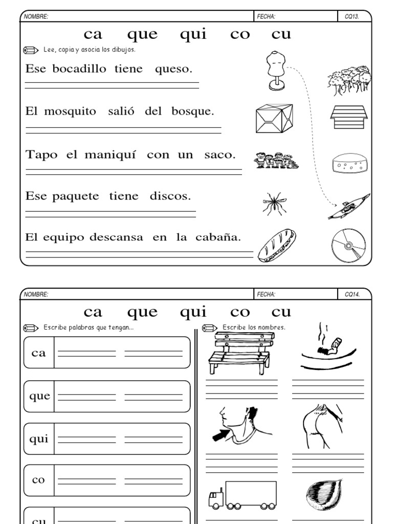 Ejercicios CA Co Cu Que Qui | PDF | Naturaleza